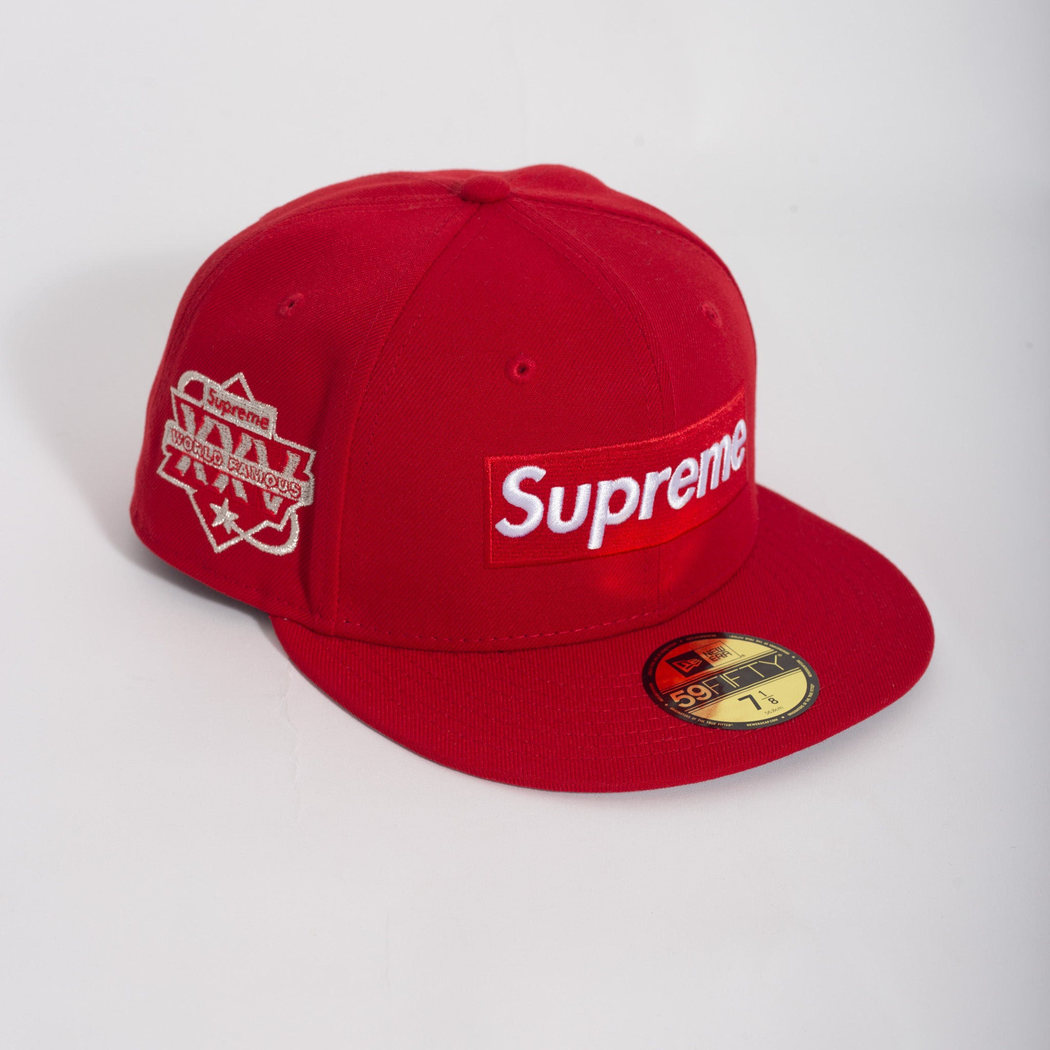 Bone Supreme Champion Box Logo Vermelho 7 1/8 – Anota o kit