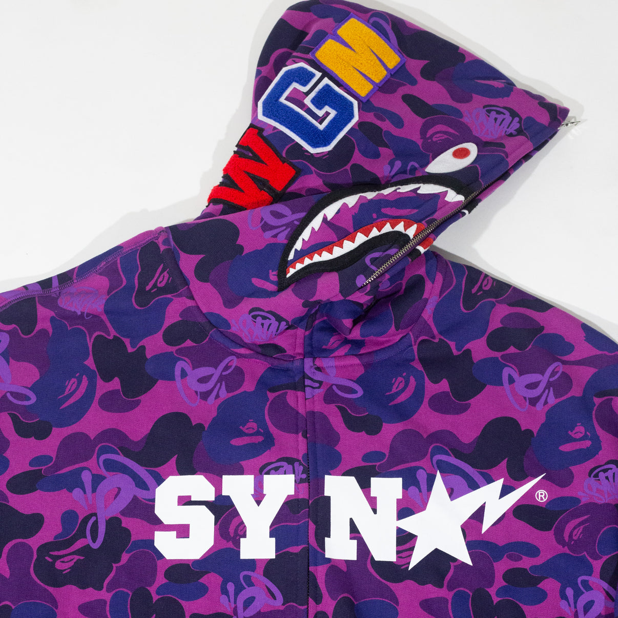 Jaqueta BAPE x Spotify x Syna by Central Cee Shark Full Zip Roxo ...